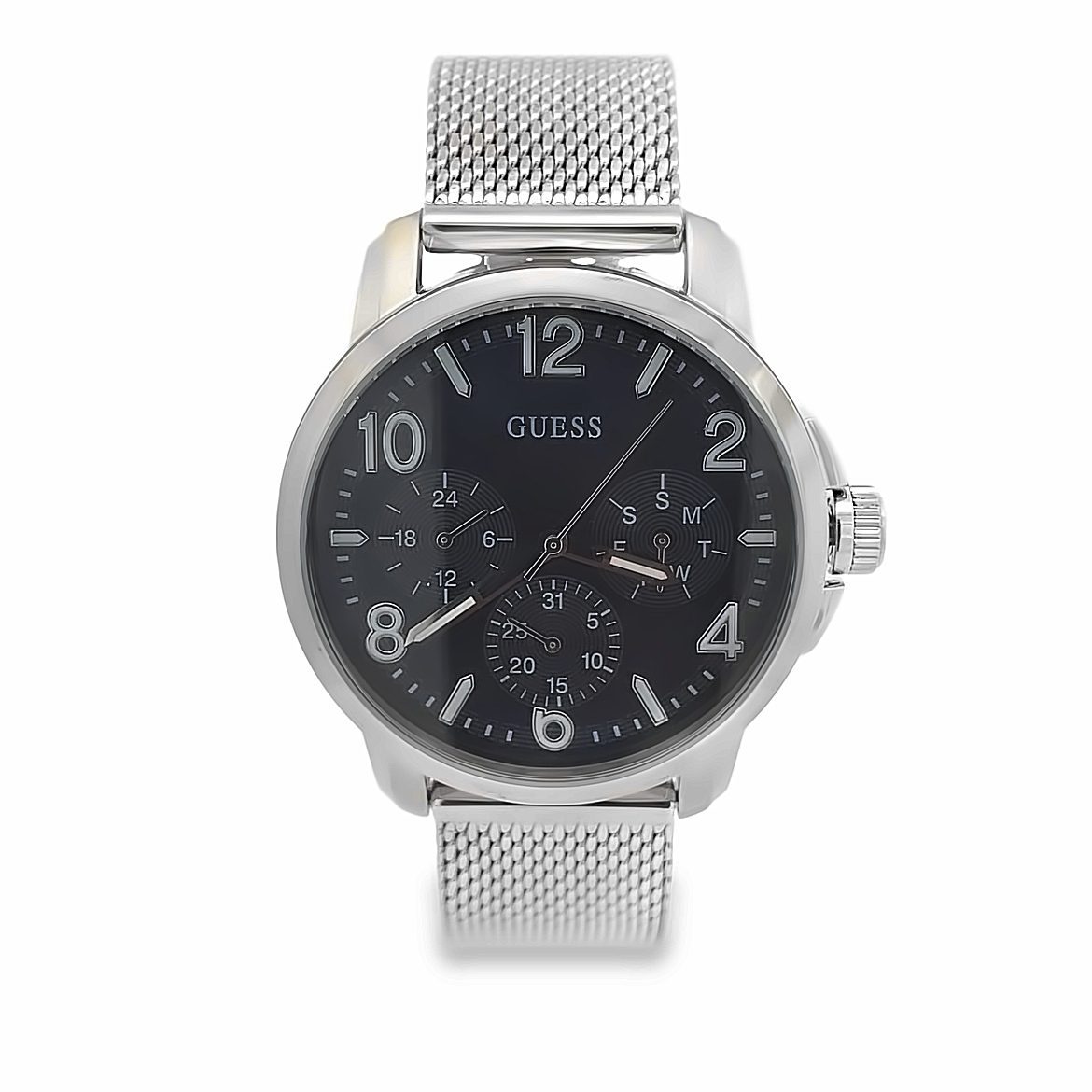 Silver tone Round Face Mesh Band Gents Guess Watch – Jesse's Jewellery